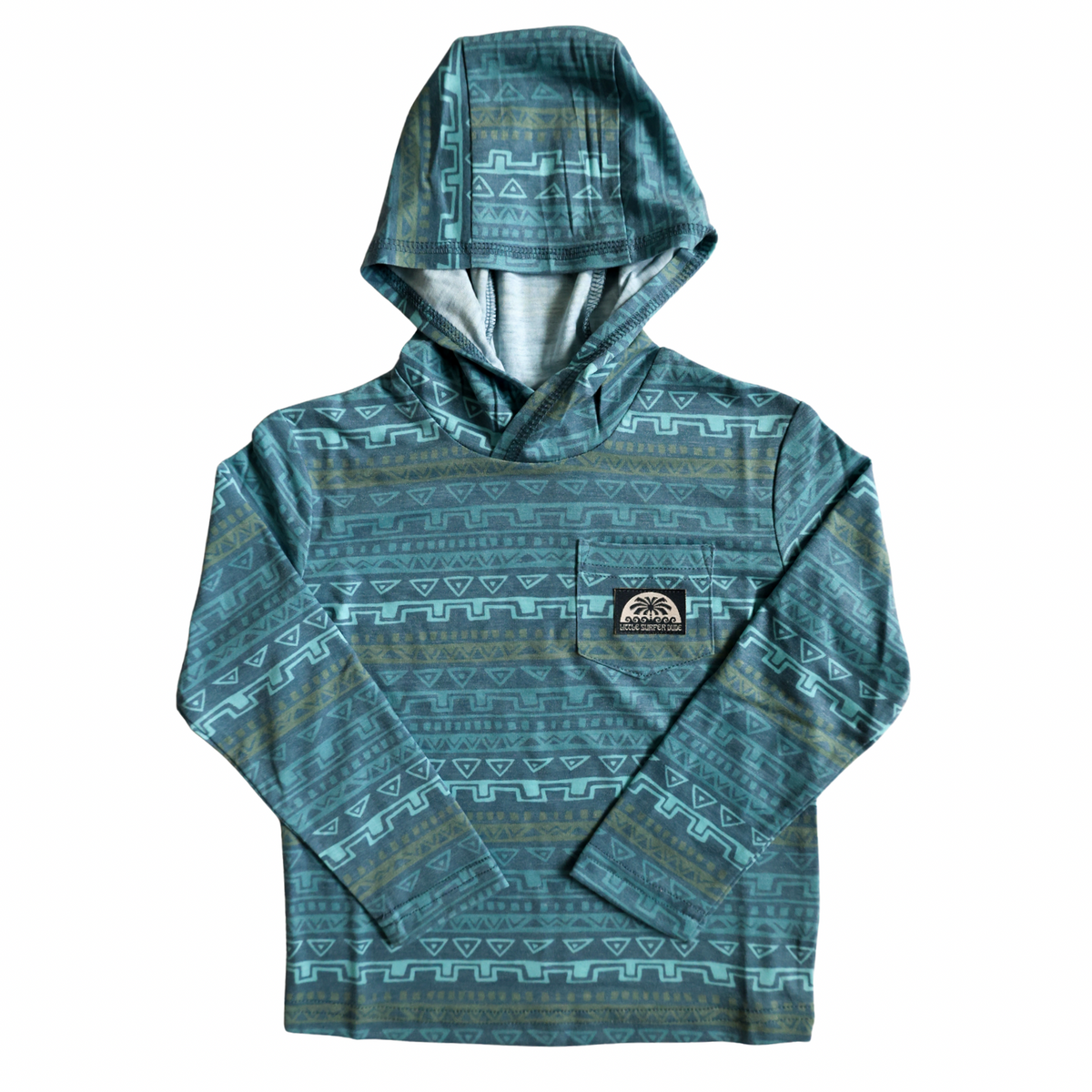 Blue Aztec UPF Little Surfer Dude Logo Hoodie – The Little Surfer Dude