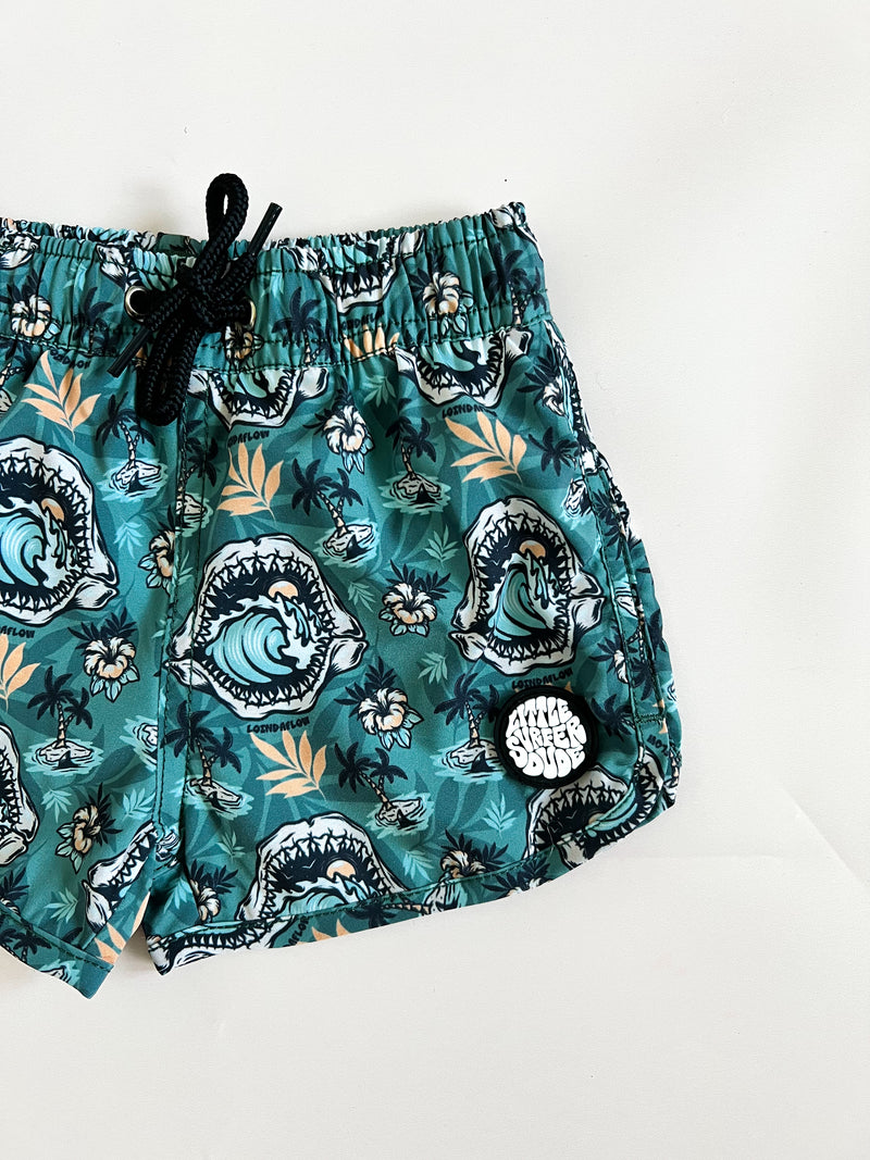 Shark Island Swim Trunks – The Little Surfer Dude