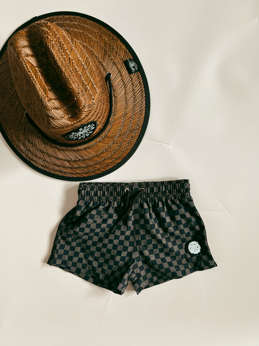 Black Checkered Swim Trunks – The Little Surfer Dude