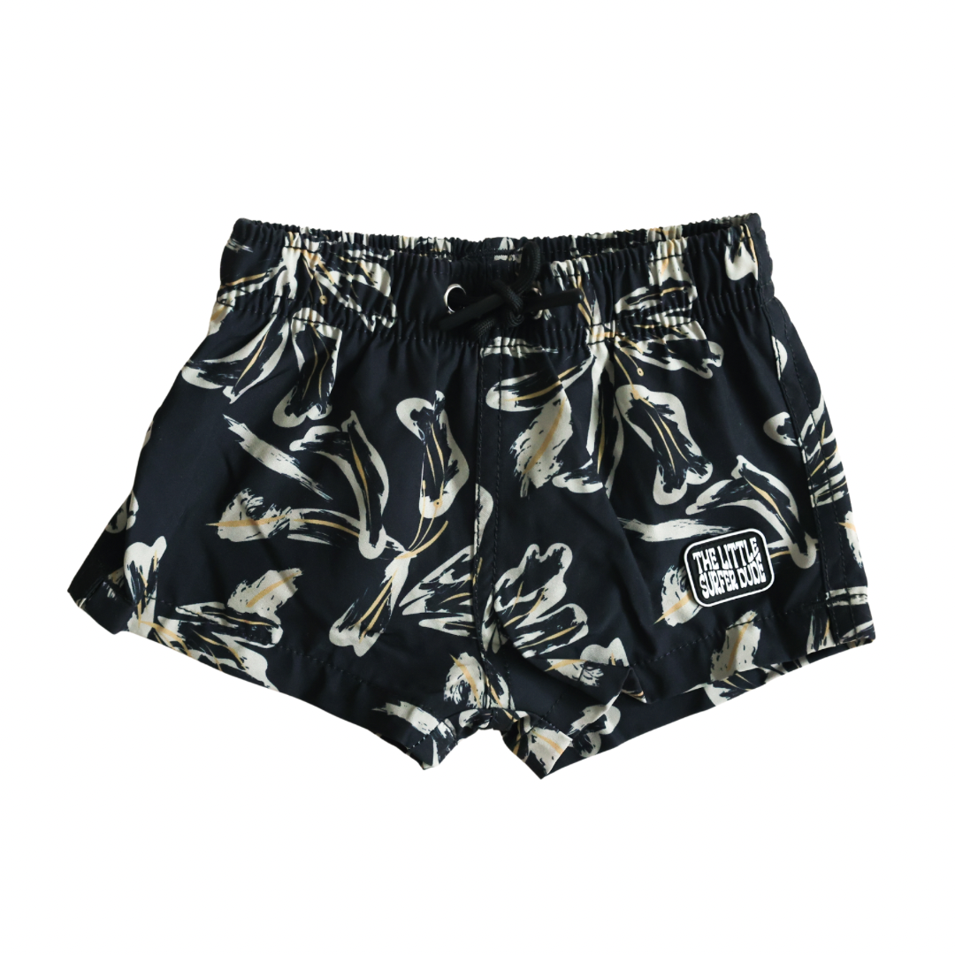 Black Flower Swim Trunks – The Little Surfer Dude