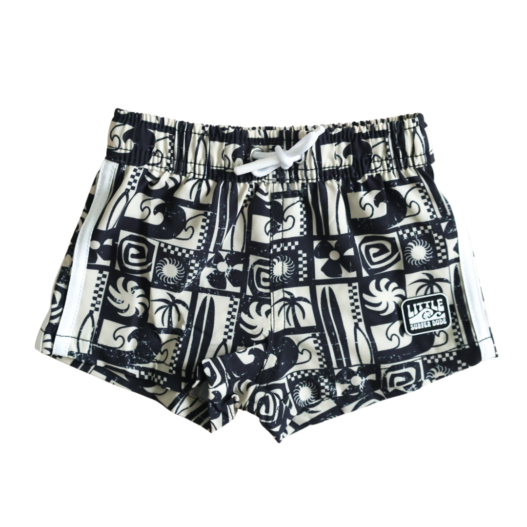 Vintage Black Swell Swim Trunks | Toddler & Baby – The Little Surfer Dude